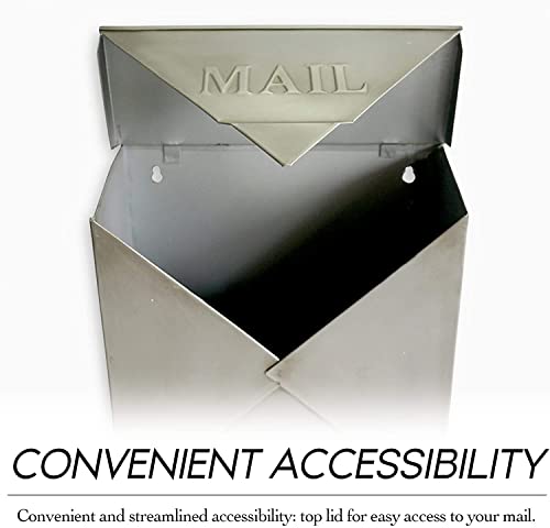 NACH Mailboxes for Outside Wall Mount, 10 x 10 x 4 inch Antique Silver Mail Boxes for House Outside, Waterproof Mailboxes for Outside - Chicago Style Mail Box