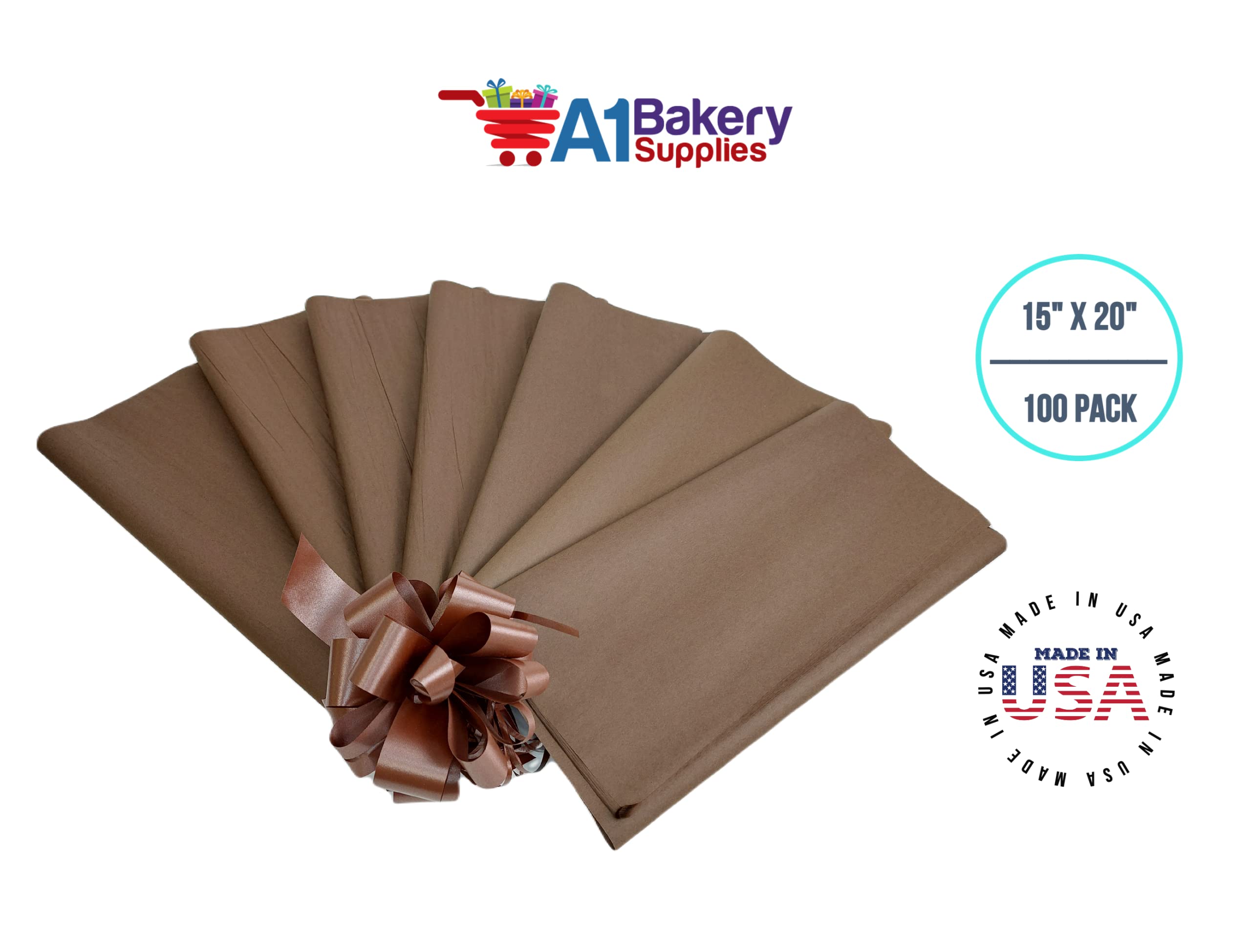 A1 Bakery Supplies Chocolate Tissue Paper 15 x 20 inches 100pk Premium quality tissue paper MADE IN USA