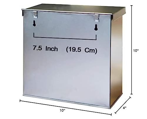 NACH Mailboxes for Outside Wall Mount, 10 x 10 x 4 inch Antique Silver Mail Boxes for House Outside, Waterproof Mailboxes for Outside - Chicago Style Mail Box