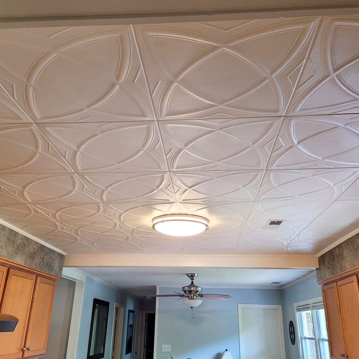 A La Maison Ceilings r13-8pw Elliptical Illusion Ceiling Tile, Plain White