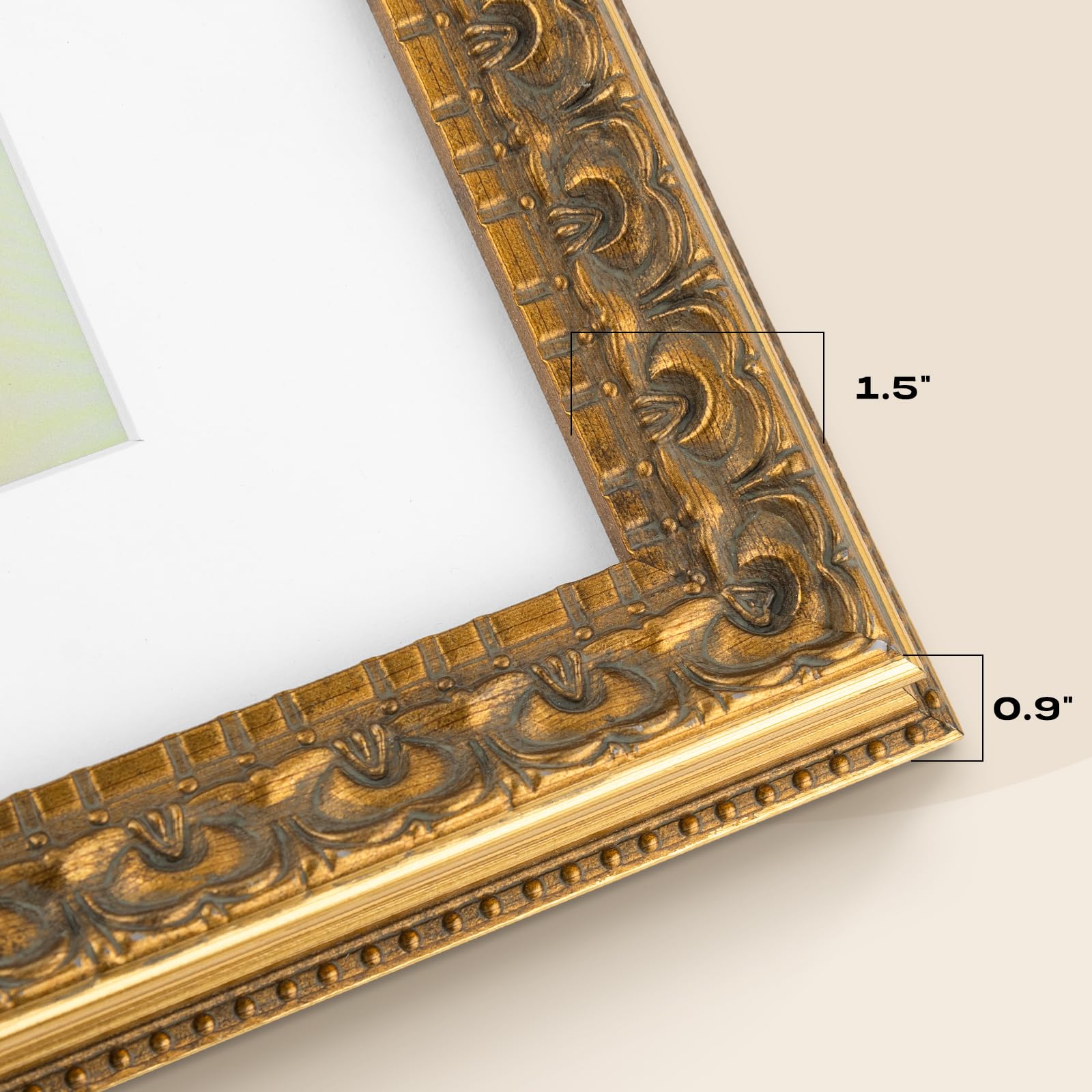 Golden State Art, 11x14 Photo Frame with White Mat for 8x10 Picture & Real Glass for Wall Display - Home or Office Classic Design (Ornate Bronze Gold)