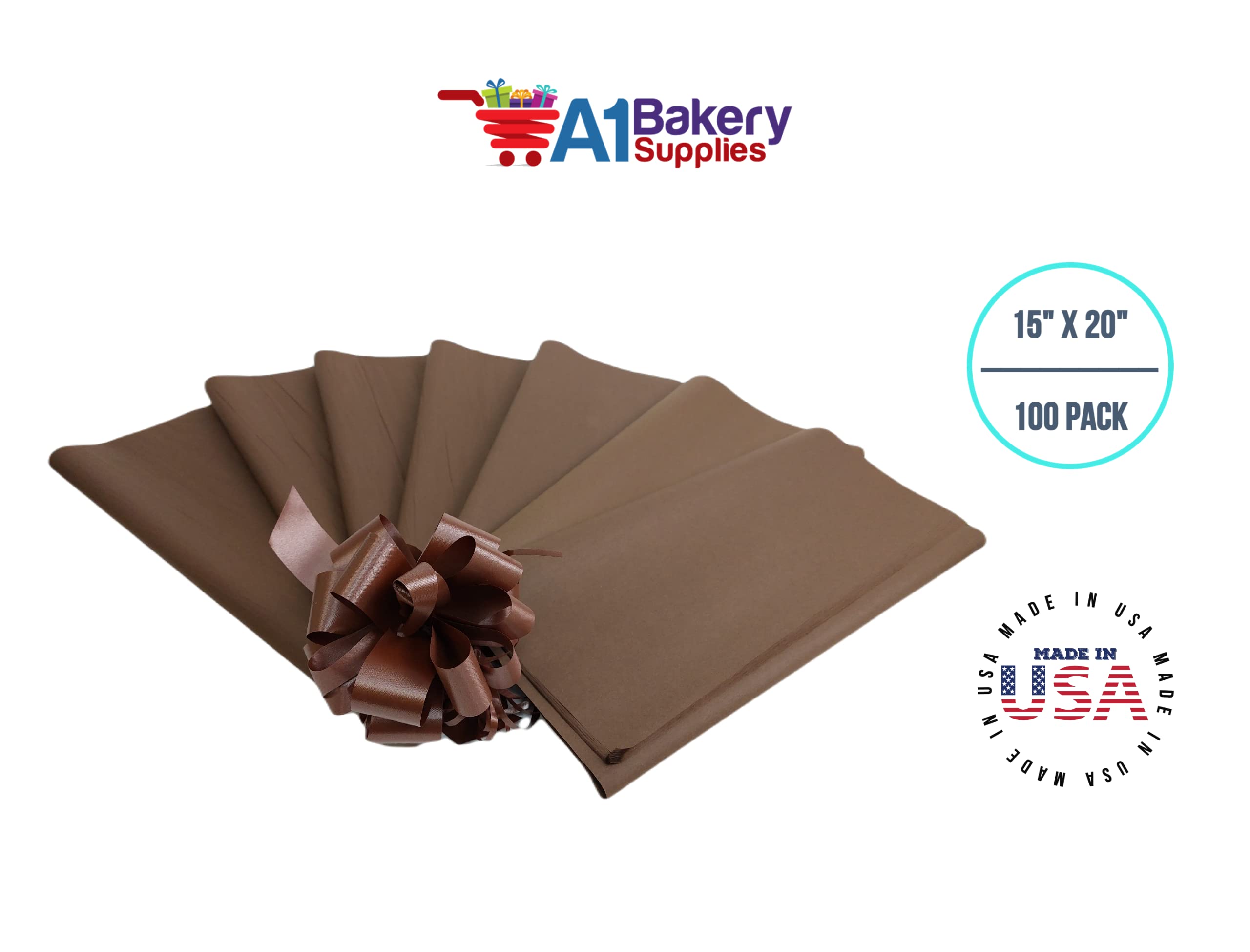 A1 Bakery Supplies Chocolate Tissue Paper 15 x 20 inches 100pk Premium quality tissue paper MADE IN USA