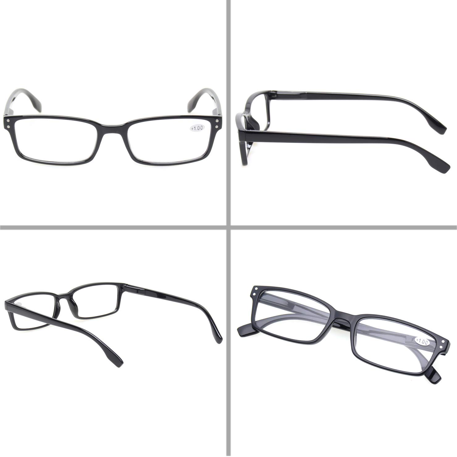 Kerecsen 4 Pack Reading Glasses for Women/Men Spring Hinges Readers Glasses Lightweight Eyeglasses (2 Black 2 Tortoise, 2.00)