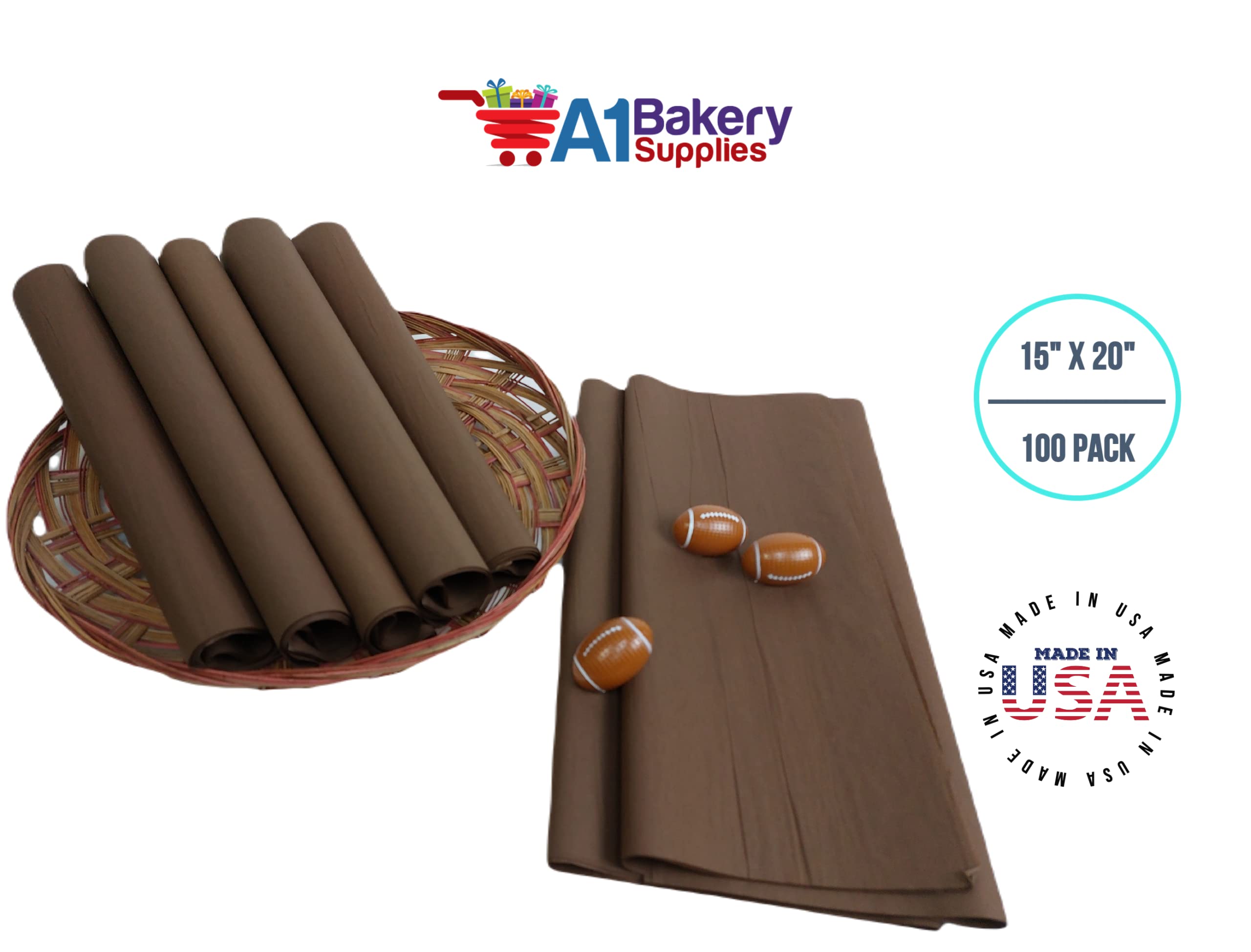 A1 Bakery Supplies Chocolate Tissue Paper 15 x 20 inches 100pk Premium quality tissue paper MADE IN USA