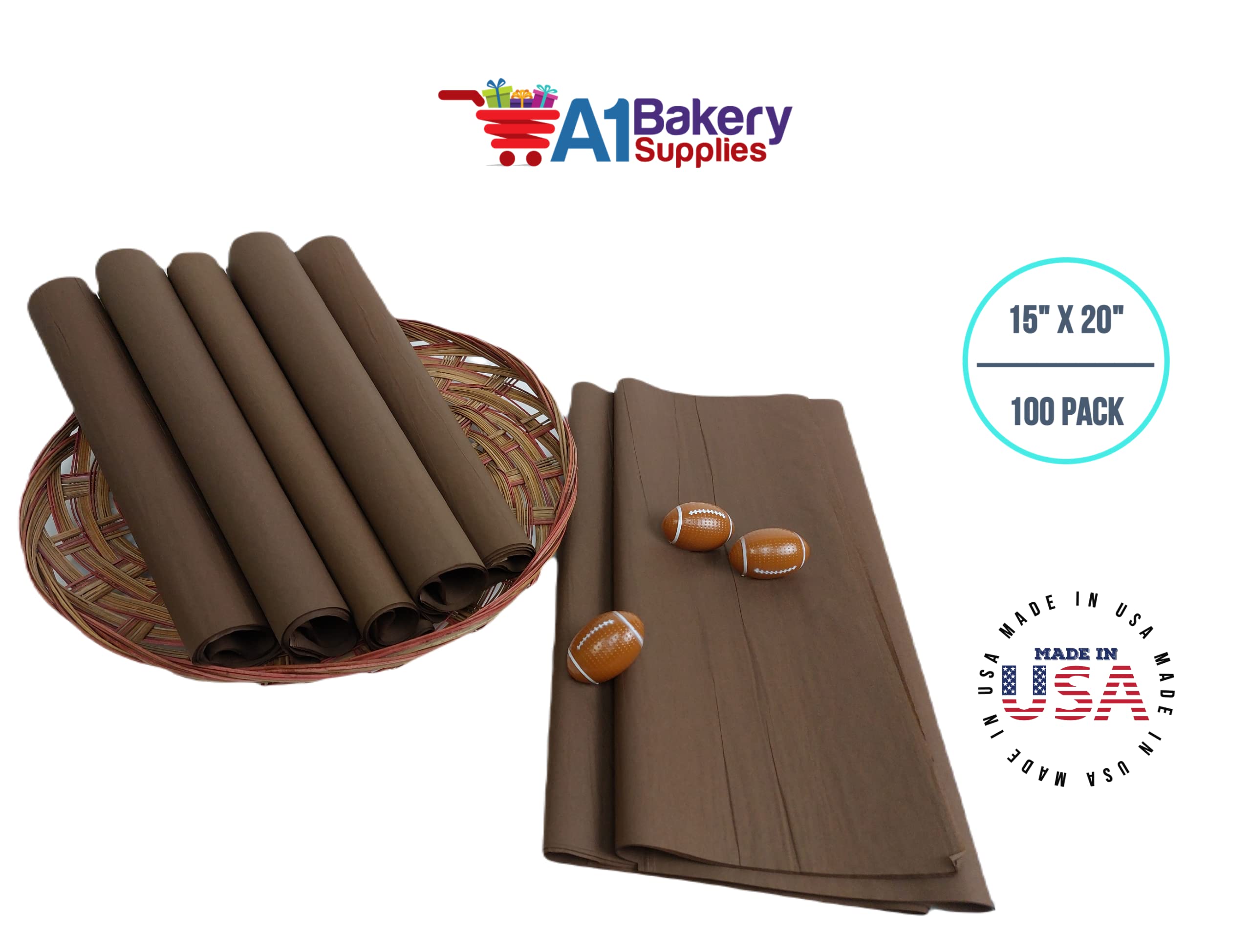 A1 Bakery Supplies Chocolate Tissue Paper 15 x 20 inches 100pk Premium quality tissue paper MADE IN USA