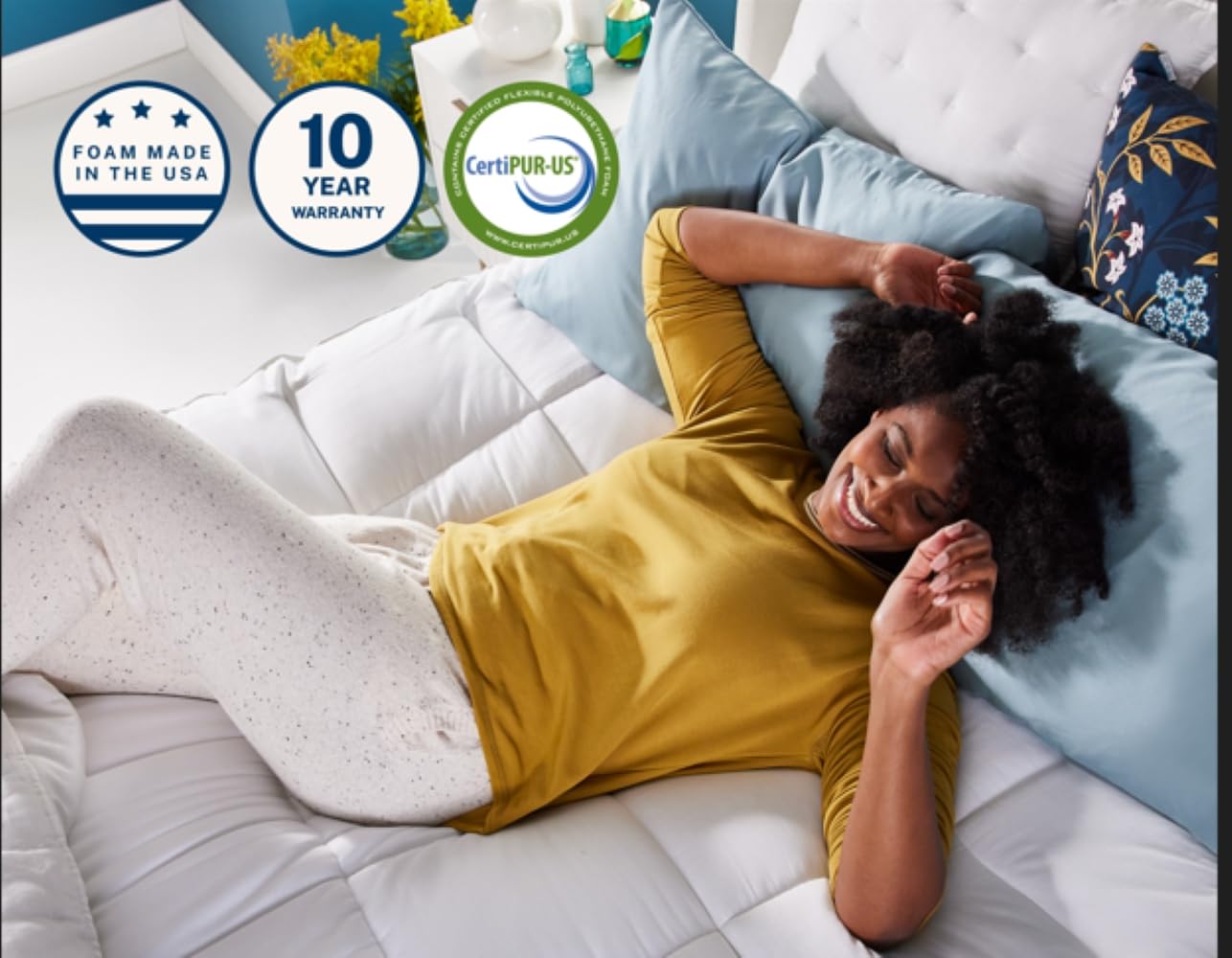 Sleep Innovations Dual Layer 4 Inch Memory Foam Mattress Topper, California King Size, Ultra Soft Support, 3 Inch Cooling Gel Memory Foam Plus 1 Inch Fluffy Pillow Top Cover