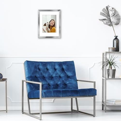Americanflat 11x14 Picture Frame with Polished Crystal-Clear Glass - Use as 8x10 Frame with Mat or 11x14 Frame Without Mat - Signature Collection - Photo Frame for Wall Display - Silver