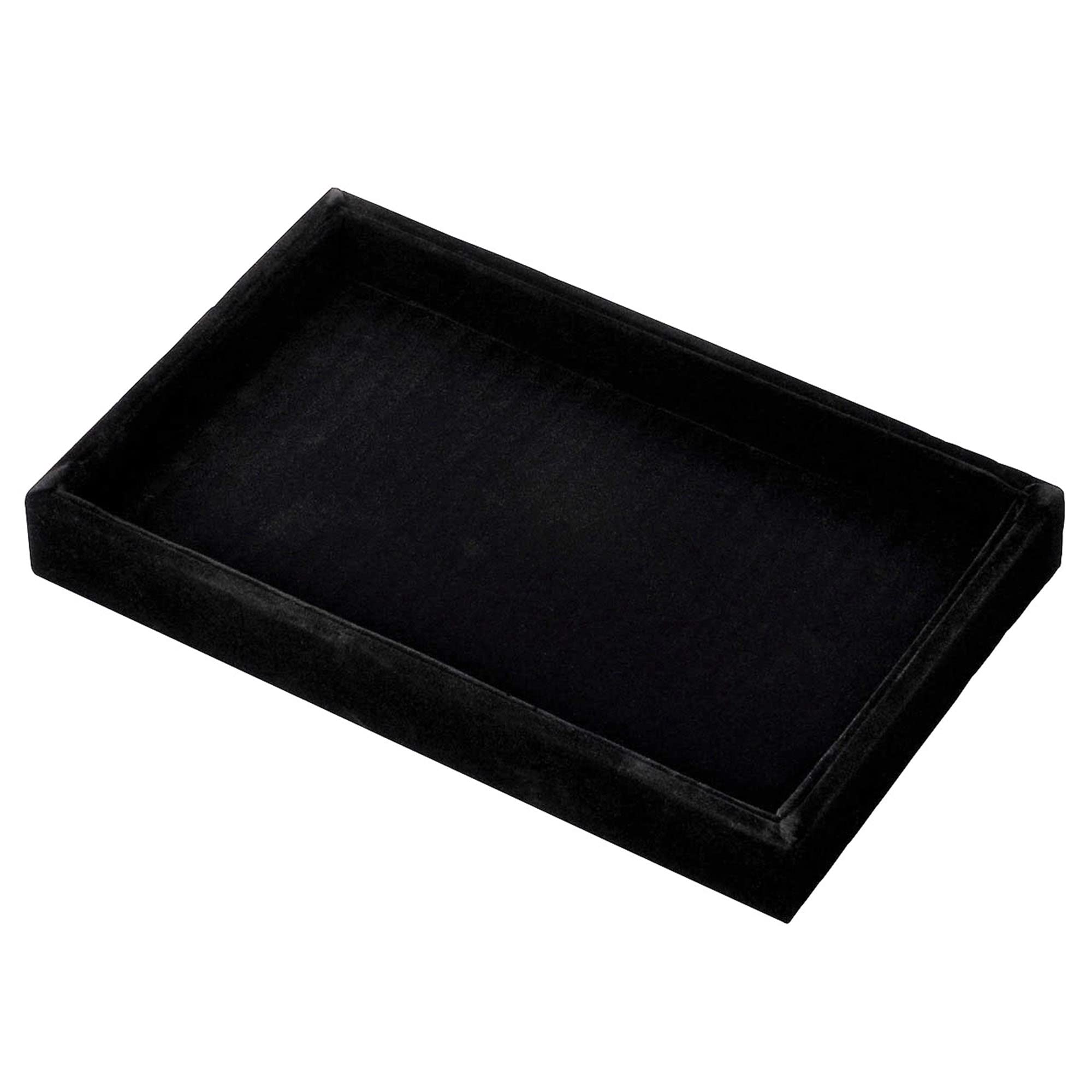 Yerwal Jewelry Tray, Velvet Jewelry Tray Showcase Display Organizer for Ring Earring Necklace Pendants Bracelet (Black#1)
