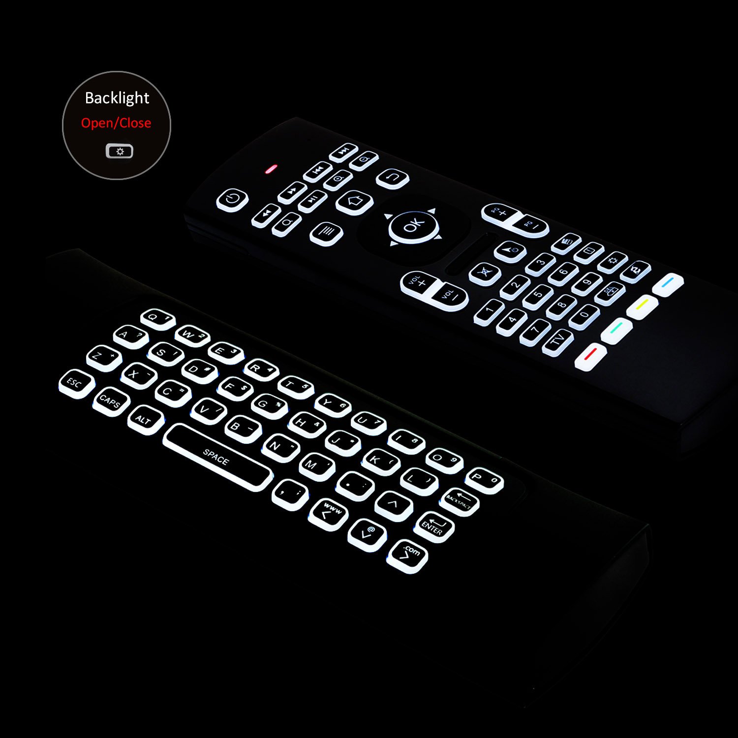 BIFANS MX3 Air Remote Mouse,2.4G Multifunctional Backlit Remote Control, Mini Wireless Keyboard & Infrared Remote Control Learning for Android TV Box,HTPC,IPTV,PC, MAC,PS3,Pad,Xbox
