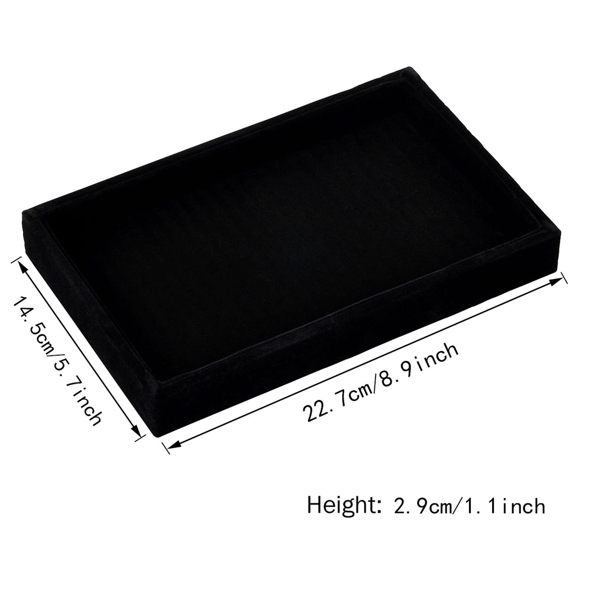 Yerwal Jewelry Tray, Velvet Jewelry Tray Showcase Display Organizer for Ring Earring Necklace Pendants Bracelet (Black#1)