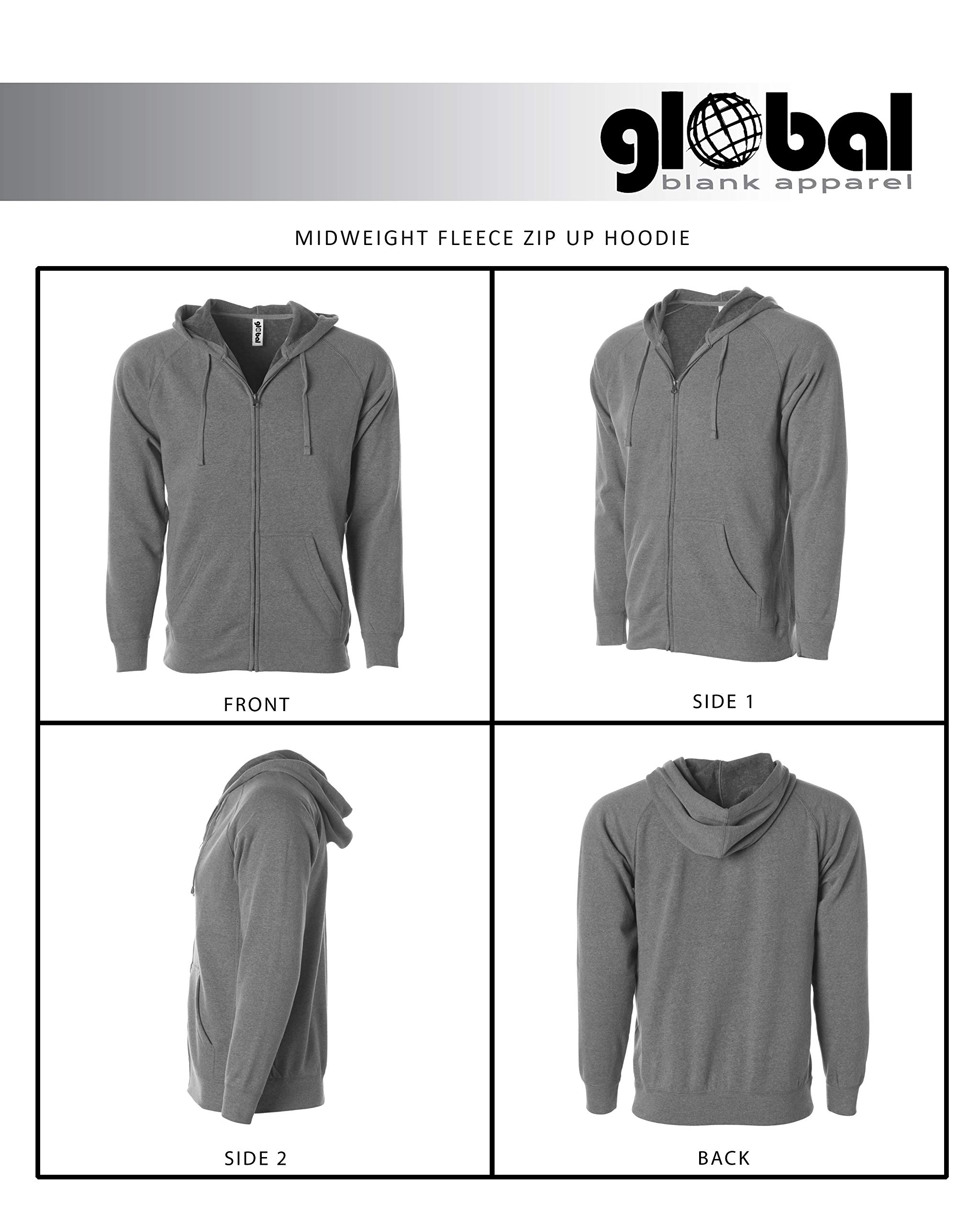 Global Blank Lightweight Zip Up Hoodies Men Extra Soft Fleece Hooded Sweatshirt Light ,Nickel,XXX Large