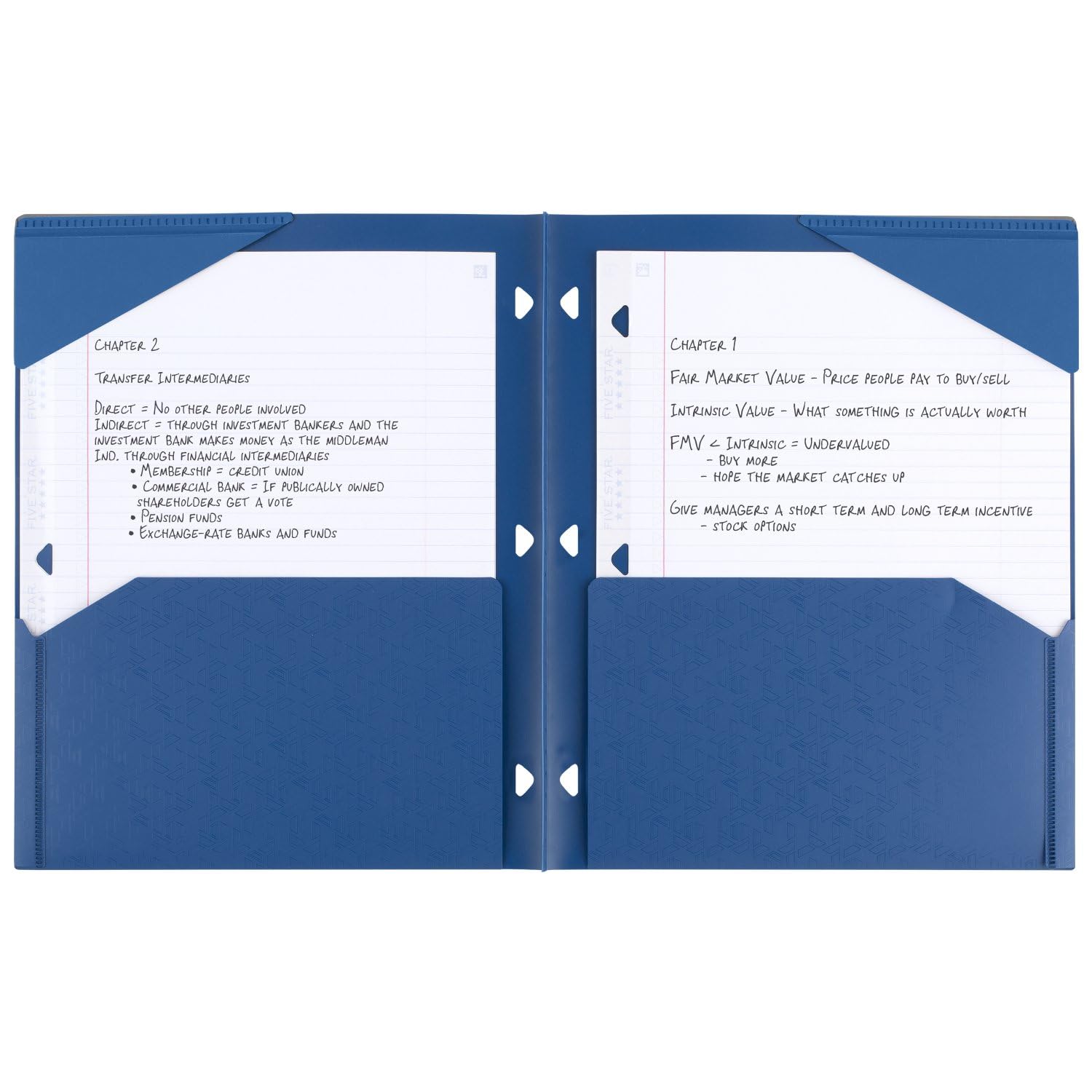 Five Star 2 Pocket Folders, 4 Pack, Stay-Put Folders, Plastic Colored Folders with Pockets & Prong Fasteners for 3-Ring Binders, 11β x 8-1/2β, Black, Red, Green, Blue (38049)