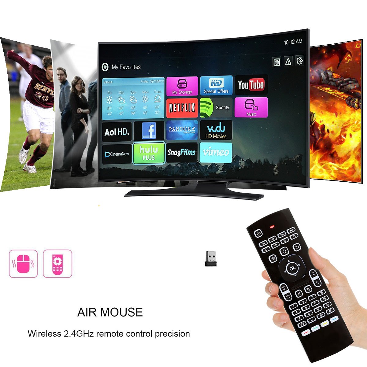 BIFANS MX3 Air Remote Mouse,2.4G Multifunctional Backlit Remote Control, Mini Wireless Keyboard & Infrared Remote Control Learning for Android TV Box,HTPC,IPTV,PC, MAC,PS3,Pad,Xbox