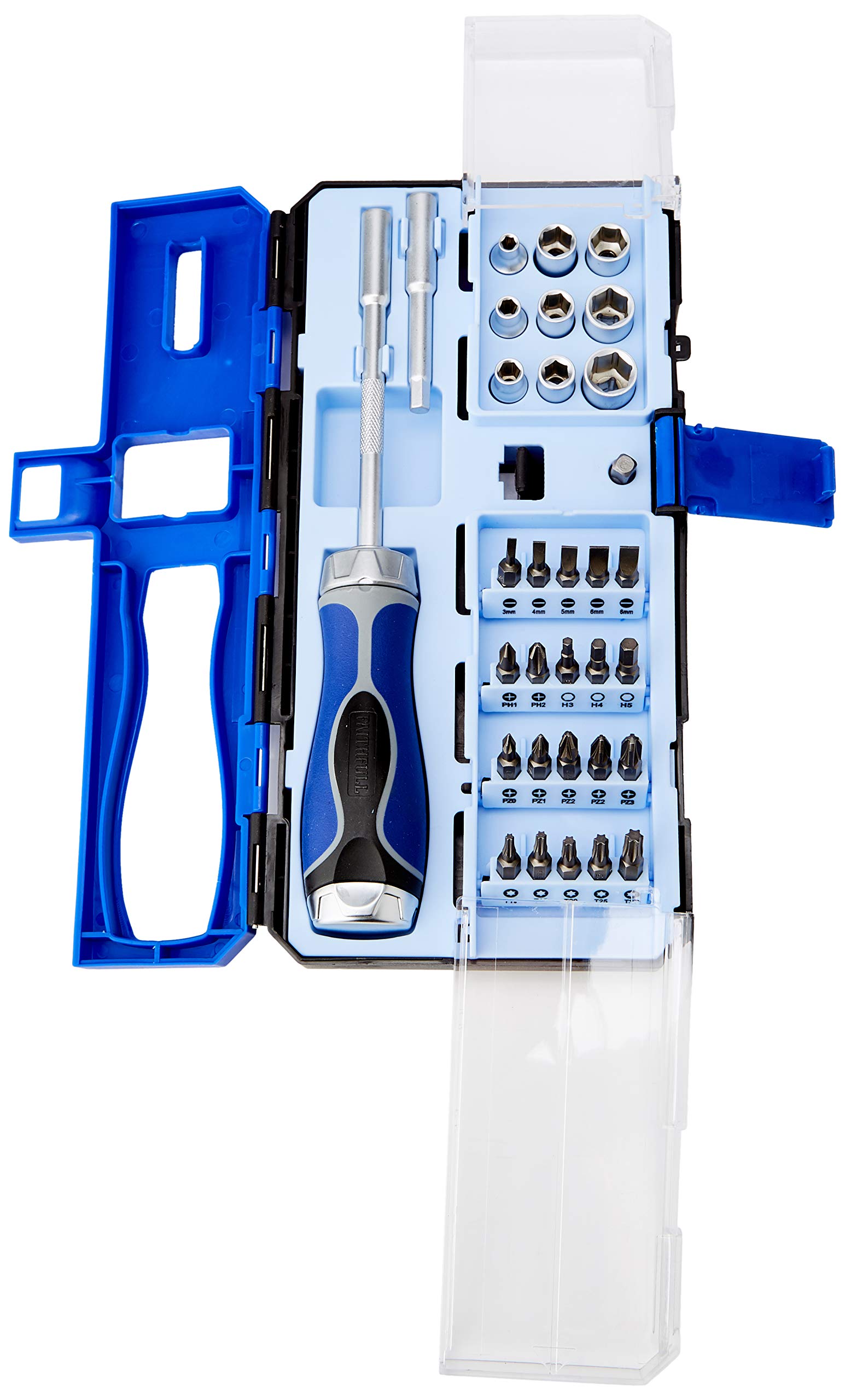 Faithfull SDSET33R Ratchet Screwdriver & Socket Set 33 Piece, Multi-Colour
