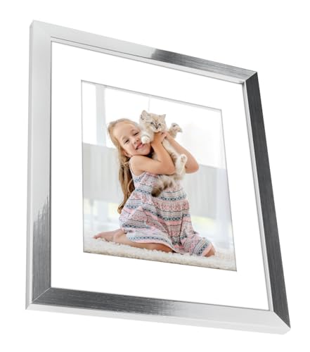 Americanflat 11x14 Picture Frame with Polished Crystal-Clear Glass - Use as 8x10 Frame with Mat or 11x14 Frame Without Mat - Signature Collection - Photo Frame for Wall Display - Silver