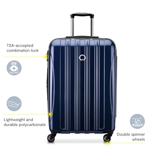 DELSEY PARIS Helium Aero Hardside Expandable Luggage with Spinner Wheels, Peony Pink, Checked-Large 29 Inch