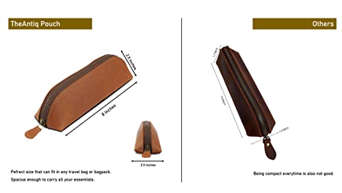 The Antiq TheAntiq: Pencil Pouch, Zipper Pencil Case, Leather Pencil Case, Pencil Bag Pouch With Zipper Pen Holders Handmade MRD-ZPC-003 0