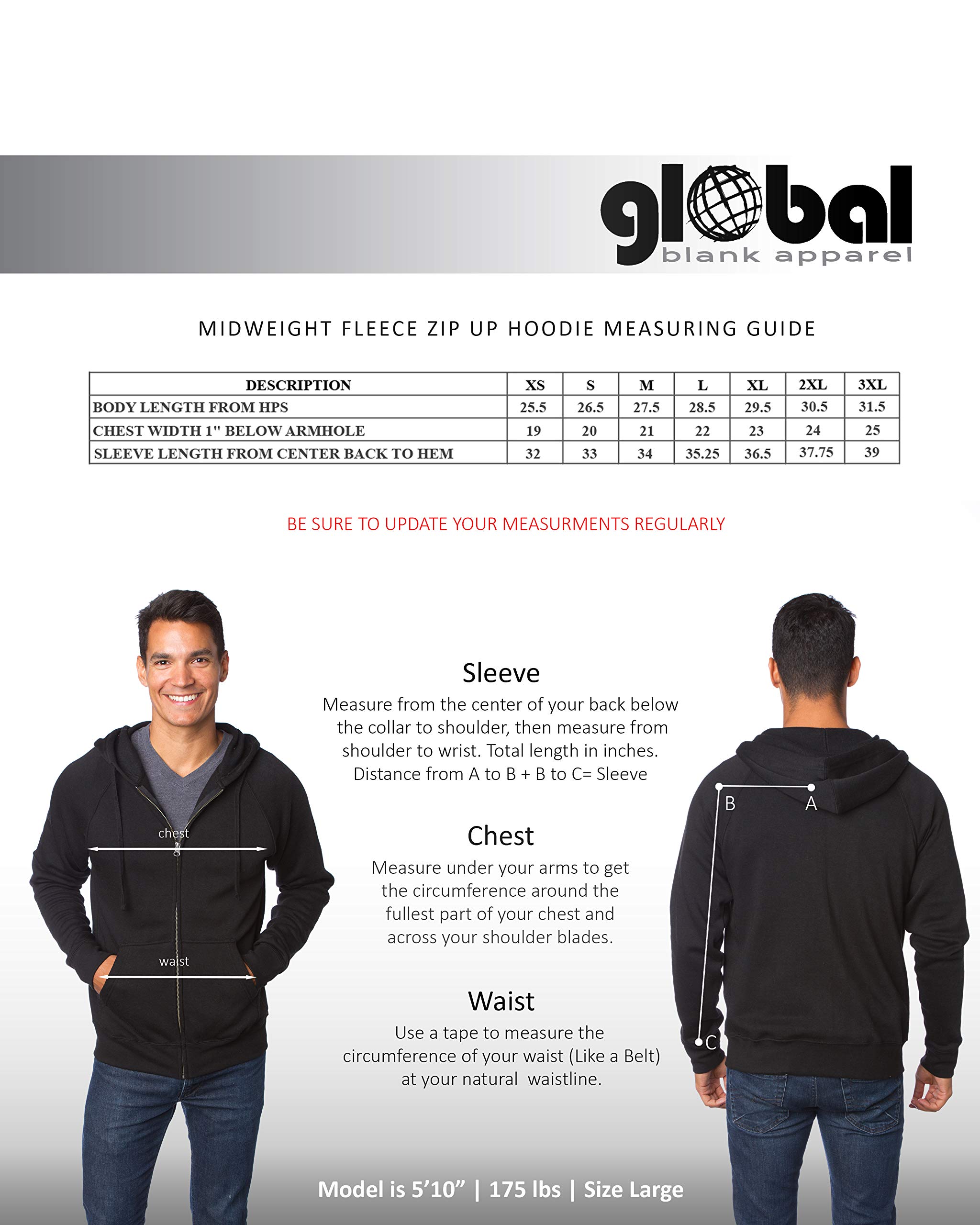 Global Blank Lightweight Zip Up Hoodies Men Extra Soft Fleece Hooded Sweatshirt Light ,Nickel,XXX Large