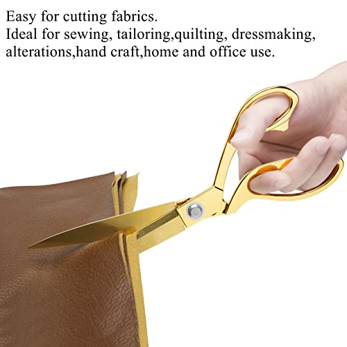 Premium Tailor Scissors,Heavy Duty Sewing Scissors Gold Titanium Coating Stainless Steel Fabric Scissors Leather Comfort Grip Shears Professional Ultra Sharp Cloth Tailor Scissors 10.5 Inch