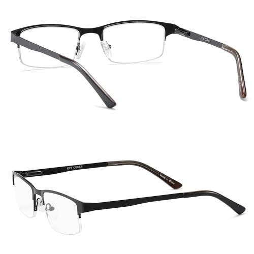 EYECEDAR 5-Pack Reading Glasses for Men Rectangular Metal Half-Frame Spring Hinges with Sun Readers Glasses Mens Readers 2.5