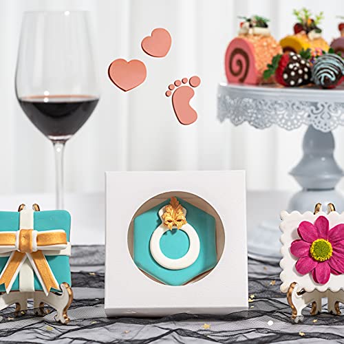 RomanticBaking 100 Pack individul Pyo Valentine Cookies Boxes With Window 4 3/8" x 4 3/8" x 1 1/5" Small Gift Boxes Mini Dount Boxes Pie Boxes