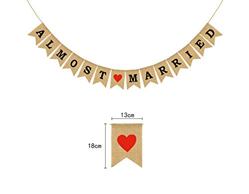 Almost Married Banner Burlap Banner Sign Garland Pre-Strung for Wedding Rehearsal Dinner Decorations
