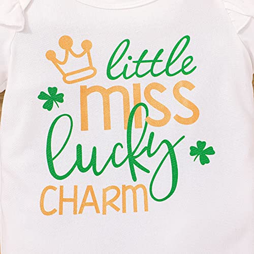 St.Patrick 's Day Newborn Baby Girl Short Sleeve Round Neck Romper Tops+Dots Tutu Tulle Skirt+Headband 3pcs Clothes Set (Green, 0-3 Months)