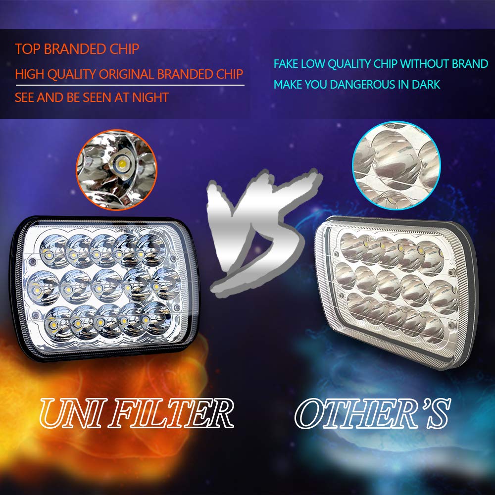 DOT 5X7 7"X6" Led Headlights Sealed Beam Hi/Lo Replace For H6054 Xenon Halogen Headlamps Wrangler Grand Cherokee XJ YJ 4x4 Tacoma pickup Dodge Ram Ford F250 E350 Chevy Corvette van
