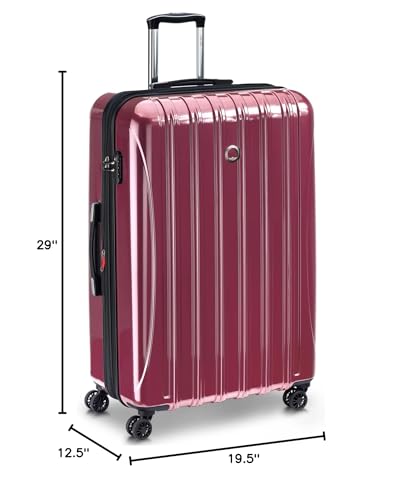 DELSEY PARIS Helium Aero Hardside Expandable Luggage with Spinner Wheels, Peony Pink, Checked-Large 29 Inch