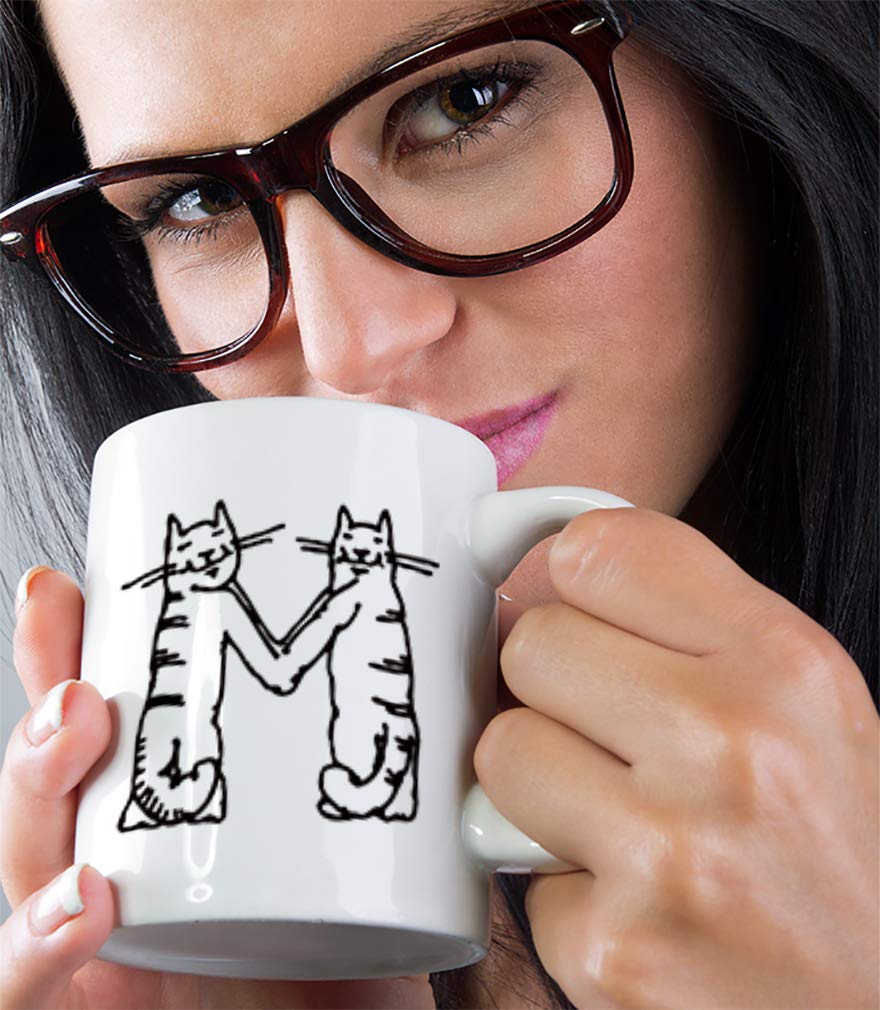M Cats Initial Monogram Personalized Letter M Ceramic Mug Coffe Cup 11 oz