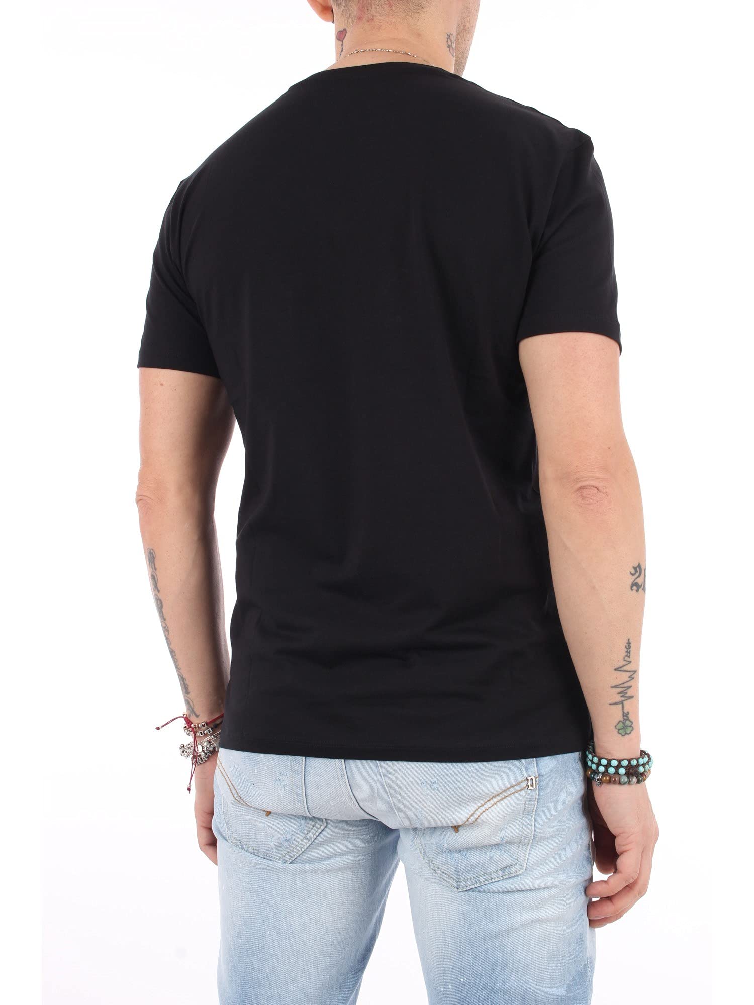 A|X Armani Exchange Men's Basic Pima V Neck Tee, Black, Large