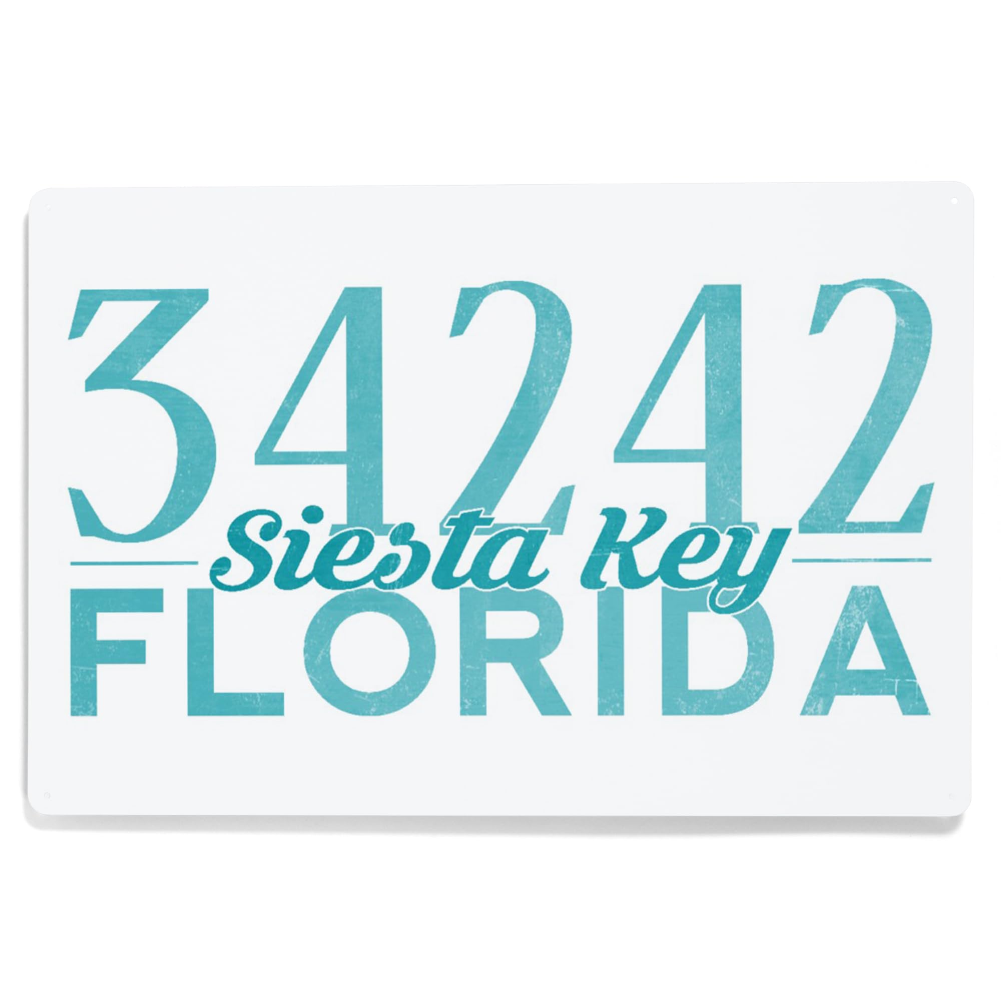 Lantern Press 12x18 Inch Metal Sign, Siesta Key, Florida, Local Zip Code
