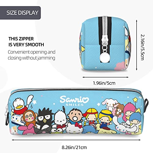 Anime Pencil Case Cute Pen Pouch Bag for Girls and Women Kawaii Leather Zipper Pencil Pouch
