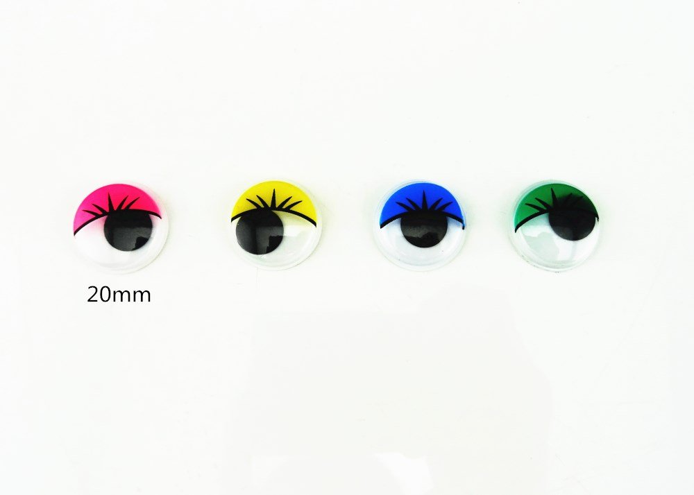 Yueton 200pcs Adhesive Back Mix Color Mini Wiggle Eyes with Eyelash Small Plastic Round Moving Googly Eyes for Children School Classroom Home Arts & Crafts Models (20mm)