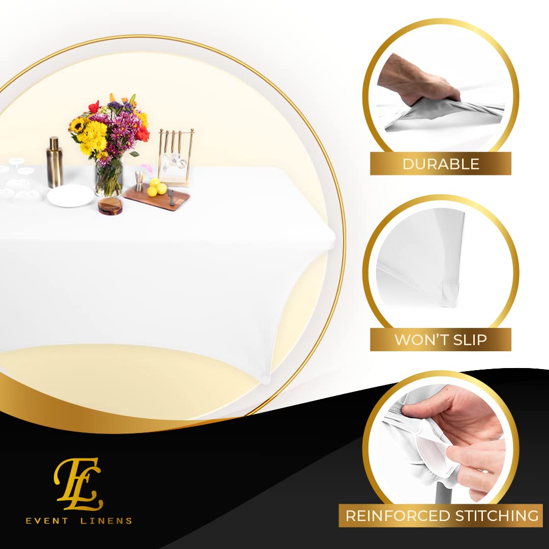 Luxury Collection White 6ft Tablecloth Rectangular Spandex Linen - Table Cloth Fitted Cover for 6 Foot Folding Table, Wedding Linens Banquet Cloths Rectangle Covers