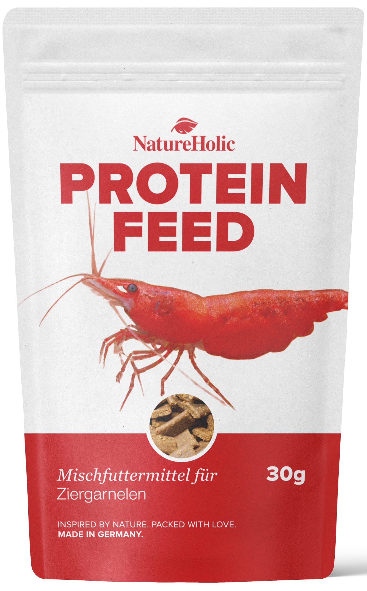NatureHolic Proteinfeed, Shrimp Food, Protein Food, Made in Germany, Free from Fish Meal & Low-Quality Animal Meals, for Enhanced Shrimp Breeding & Growth