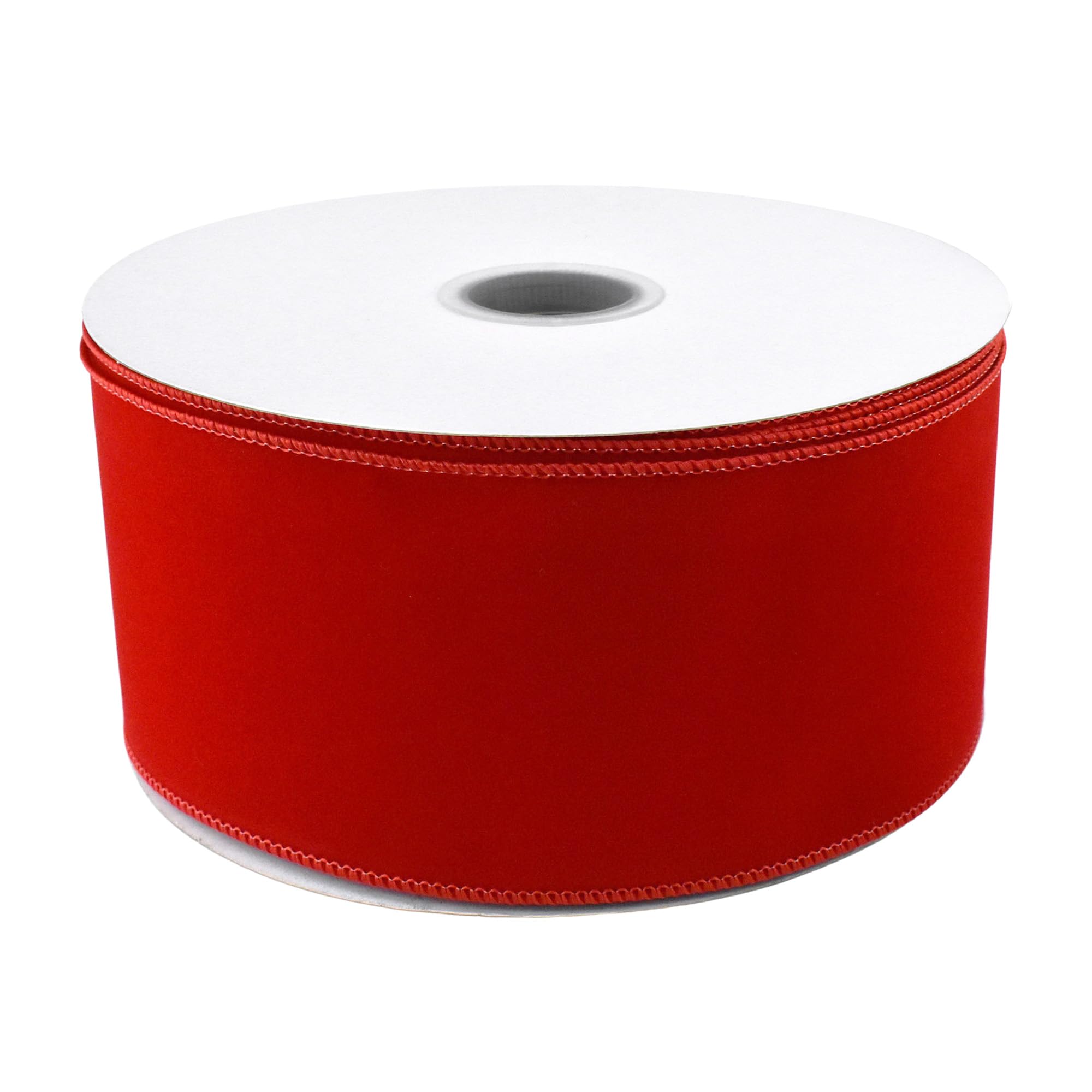 Homeford Velvet Christmas Ribbon Wired Edge, 4-Inch, 50-Yard, Red
