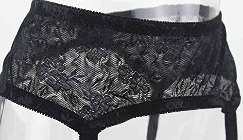 TVRtyle Women's Mysterious Sexy Black 4 Vintage Metal Clips Garter Belts for Stockings (Small)