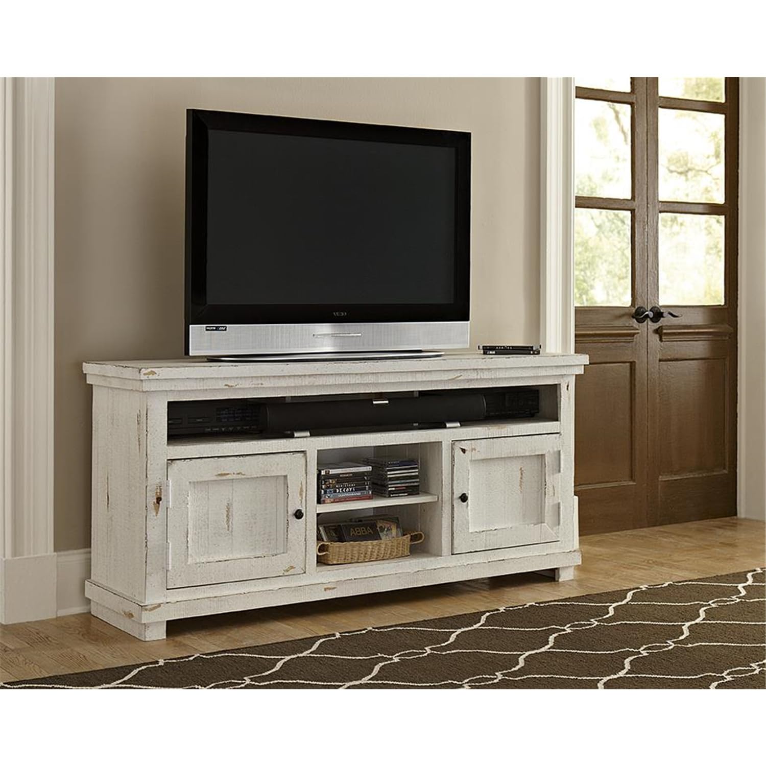 Progressive Furniture Willow Console, 64", Distressed White
