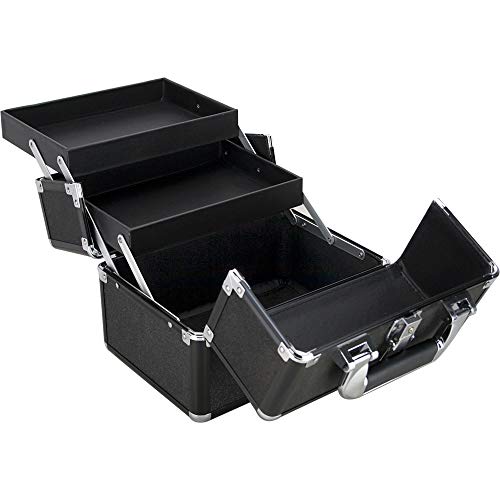 Ver Beauty 2-Tiers Extendable Trays Art Craft Supplies Storage Portable Box Tool Case Organizer Travel β VK002, Black Glitter