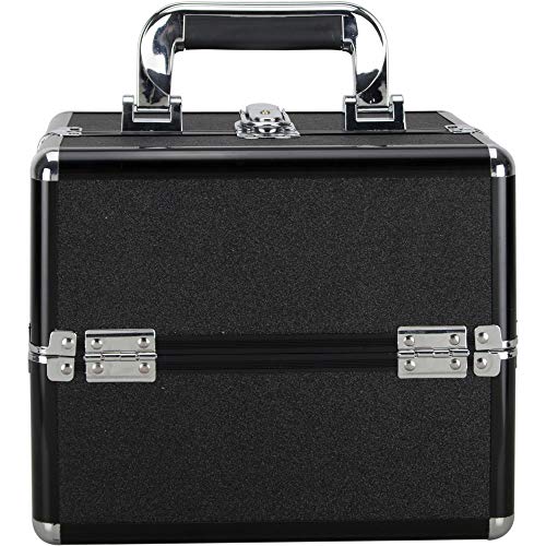 Ver Beauty 2-Tiers Extendable Trays Art Craft Supplies Storage Portable Box Tool Case Organizer Travel β VK002, Black Glitter