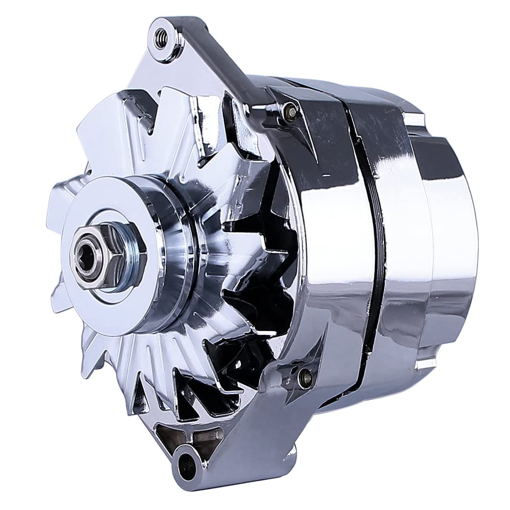 RAREELECTRICAL New Chrome Chevy 1-Wire Or 3-Wire Alternator Compatible With 140 Amp Self Exciting Energizing By Part Number 7127-140Ch