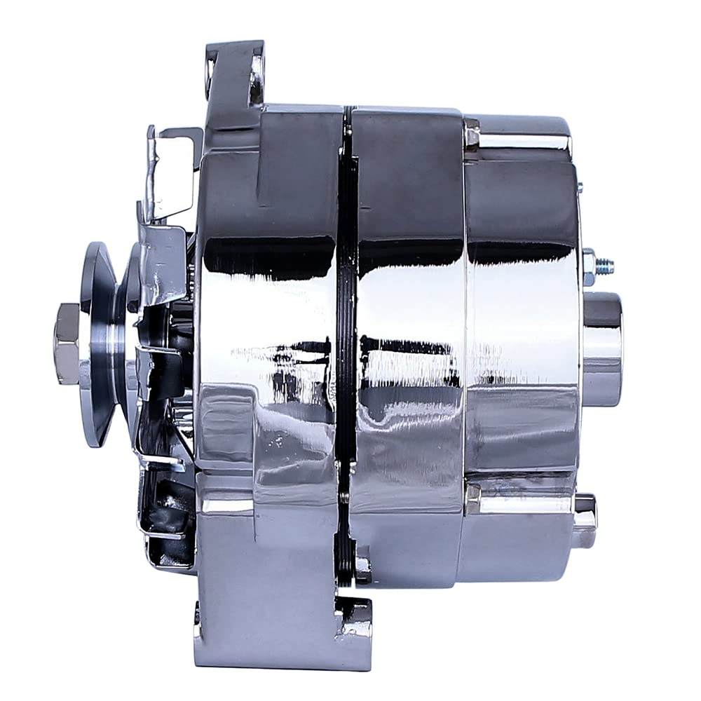 RAREELECTRICAL New Chrome Chevy 1-Wire Or 3-Wire Alternator Compatible With 140 Amp Self Exciting Energizing By Part Number 7127-140Ch