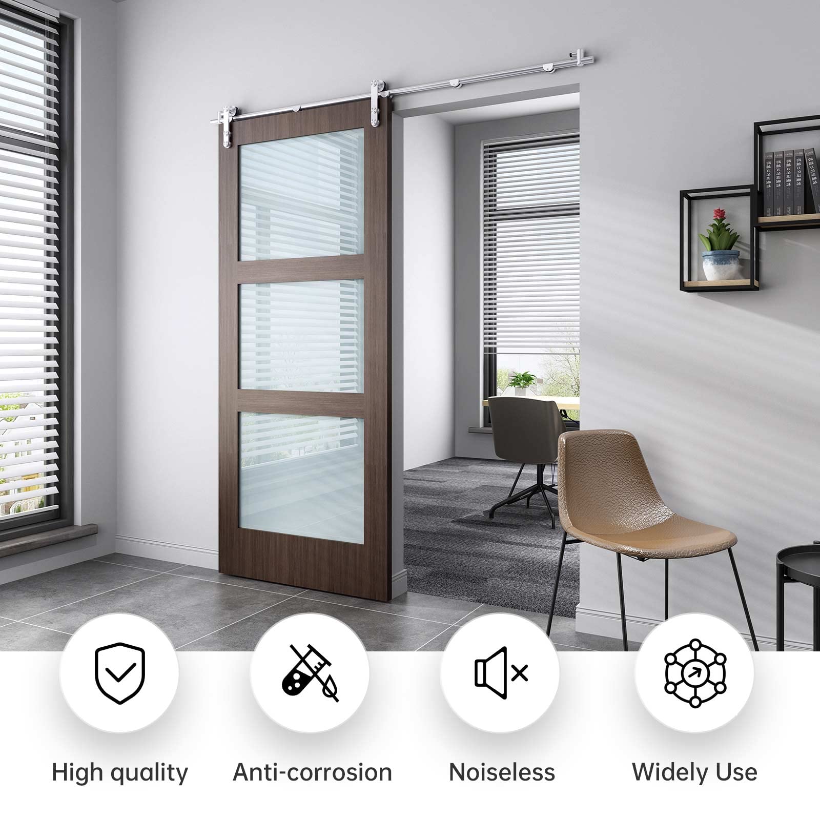 EaseLife 5 FT Stainless Steel Sliding Barn Door Hardware Track Kit,Heavy Duty,Anti-Rust Anti-Corrosion,Slide Smoothly Quietly,Easy Install (5FT Track Kit for 26"~30" Single Door)