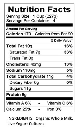 Maple Hill Creamery Organic Cream on Top Yogurt - USDA Organic Whole Milk Yogurt – Unsweetened No Sugar Added– 100% Certified Grass-Fed Yogurt, Plain, 32 oz
