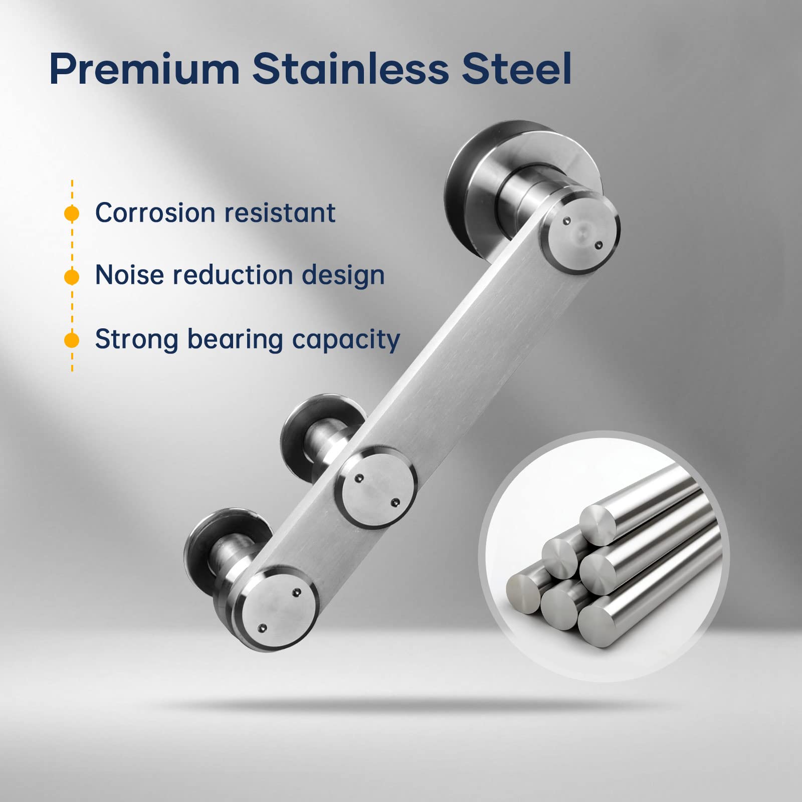 EaseLife 5 FT Stainless Steel Sliding Barn Door Hardware Track Kit,Heavy Duty,Anti-Rust Anti-Corrosion,Slide Smoothly Quietly,Easy Install (5FT Track Kit for 26"~30" Single Door)