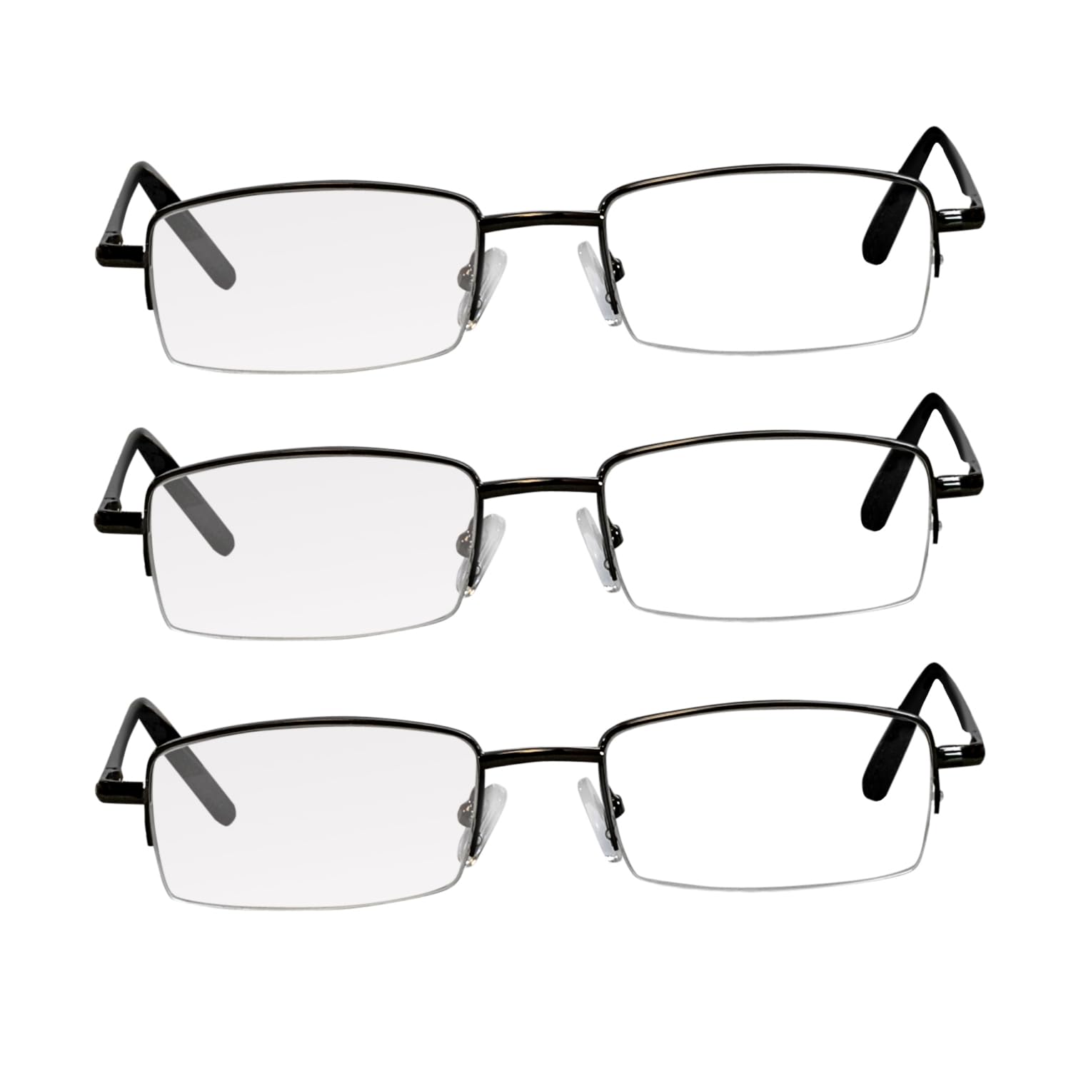 TruVision Readers 3 Pk - Gunmetal Metal Frames and Clear Acrylic Lenses 2.00