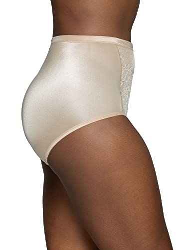 Vanity Fair Women's Smoothing Comfort Brief Panties with Rear Lift, 2 Ply-Beige Lace, 7