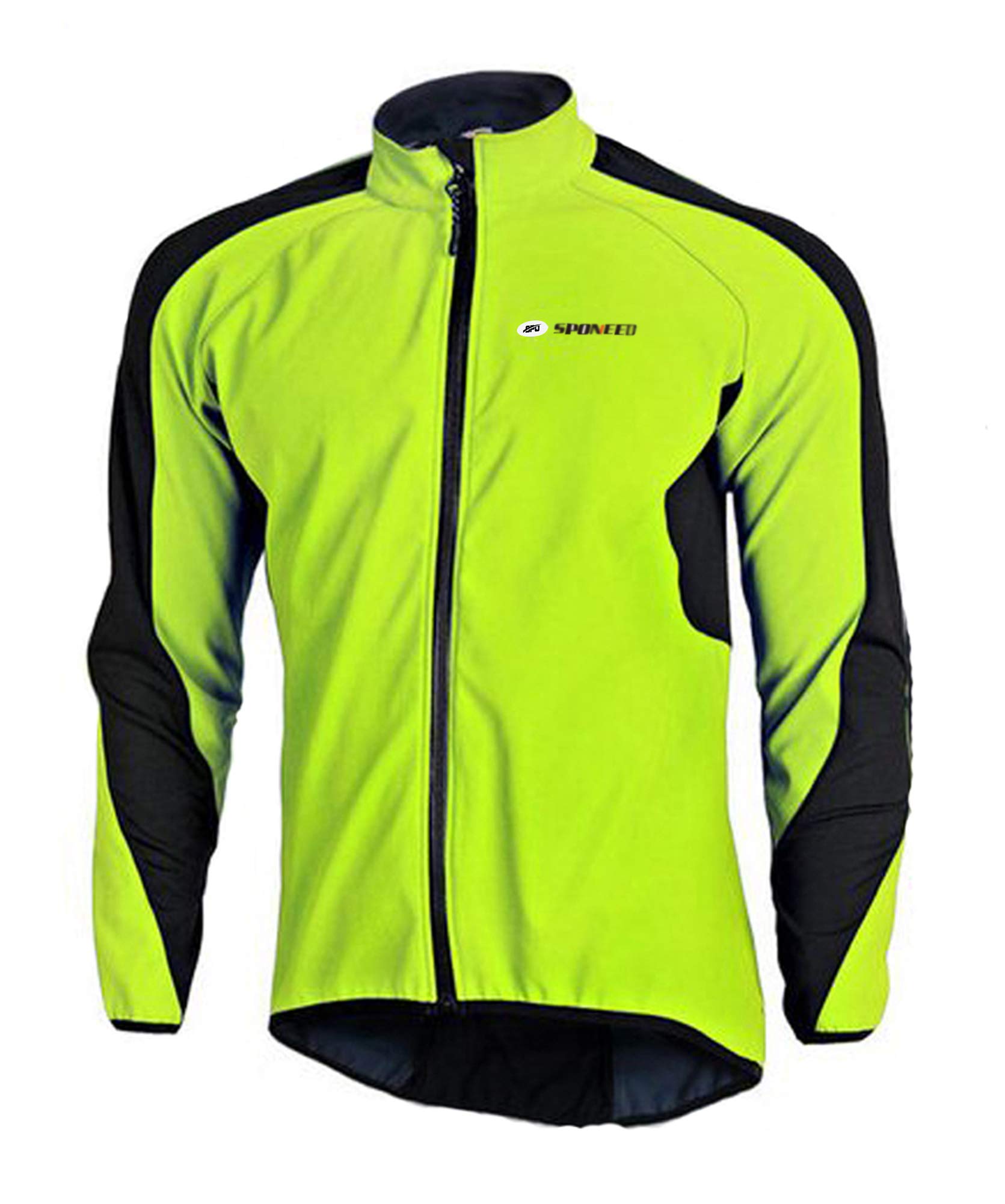 sponeed Windproof Bicycle Coats Cycle Bike Jacket Fleece Men Reflective Thermal Jackets for Riding XXL Green