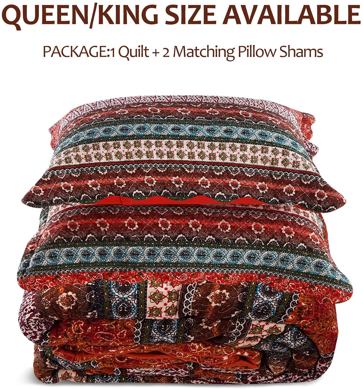 Best Striped Classical Cotton 3-Piece Patchwork Bedspread Quilt Sets Queen